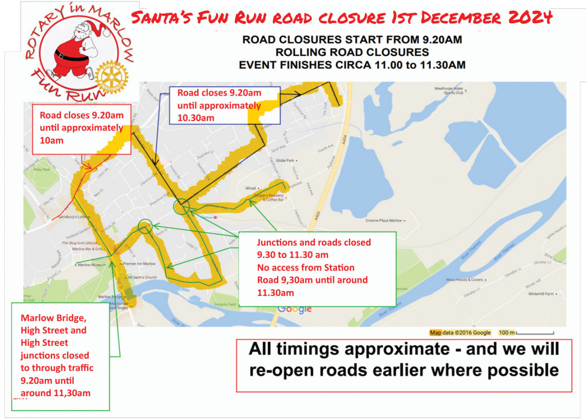 Santa Fun Run, Sun 1st Dec- Road Closures - My Marlow